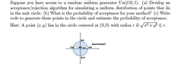 Solved Suppose you have access to a random uniform generator | Chegg.com