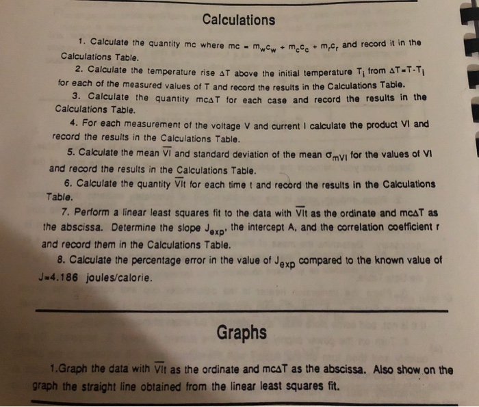 Solved Calculations 1. Calculate the quantity mc where mc- | Chegg.com