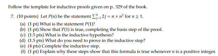 Solved Follow the template for inductive proofs given on p. | Chegg.com