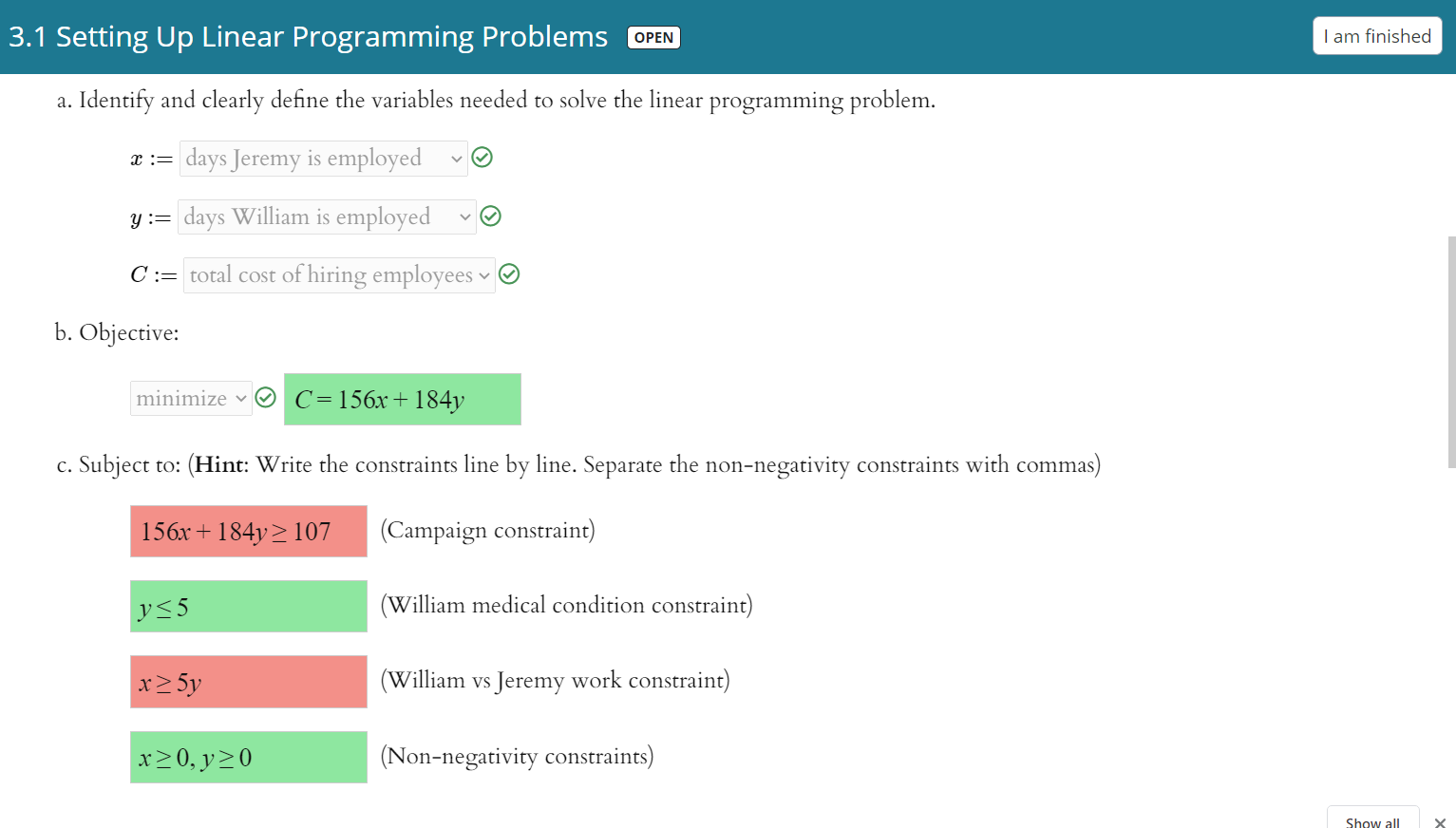 Solved 3 1 Setting Up Linear Programming Problems Open I Am