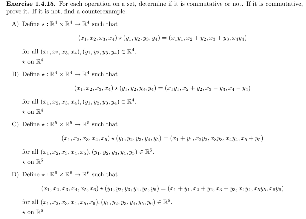 Solved Exercise 1.4.15. For each operation on a set, | Chegg.com