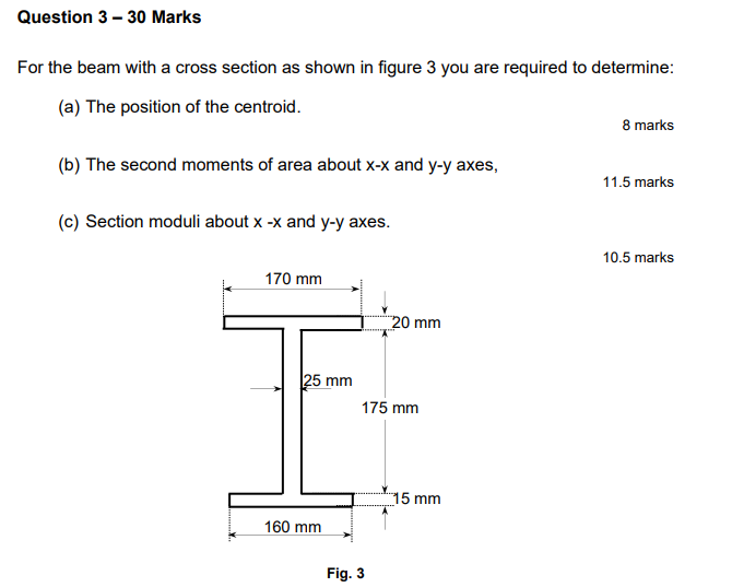 Question 3 - 30 Marks For the beam with a cross | Chegg.com