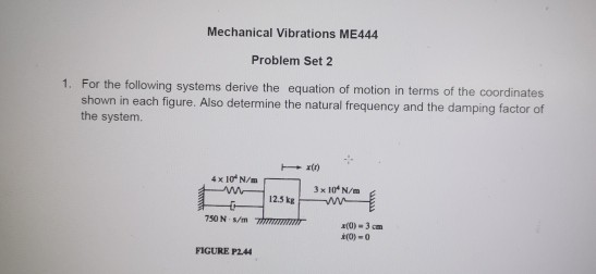 Solved Mechanical Vibrations ME444 Problem Set 2 1. For the | Chegg.com
