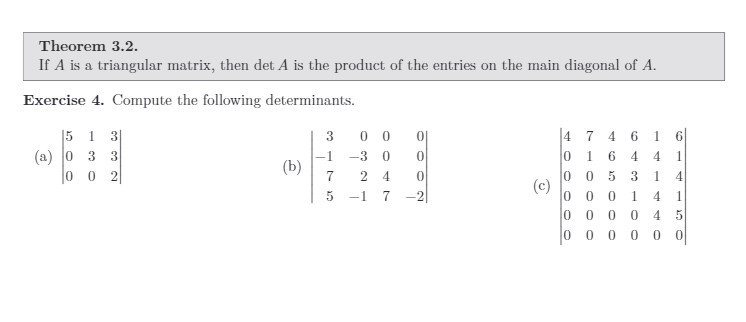 Solved Theorem 3.2. If A is a triangular matrix, then det A | Chegg.com