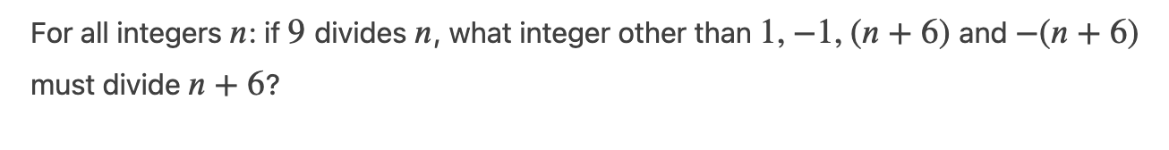 Solved For all integers n : if 9 divides n, what integer | Chegg.com