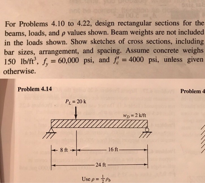 Solved design rectangular sections for the beams, loads, and | Chegg.com