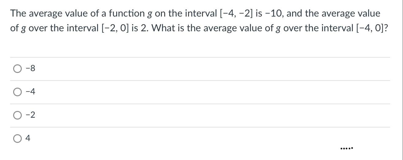 Solved The average value of a function g on the interval | Chegg.com