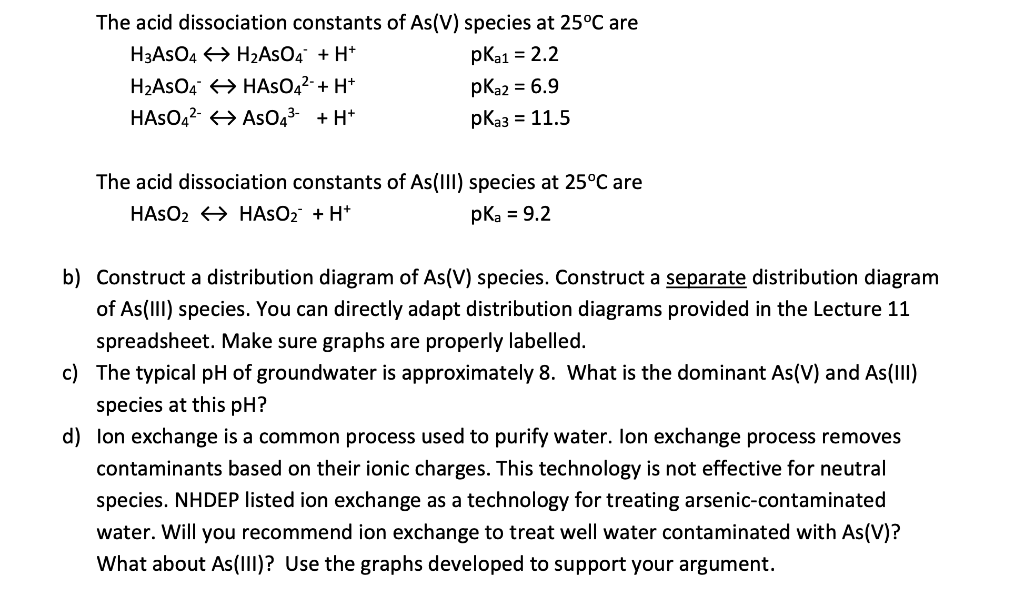Solved The acid dissociation constants of As(V) species at | Chegg.com