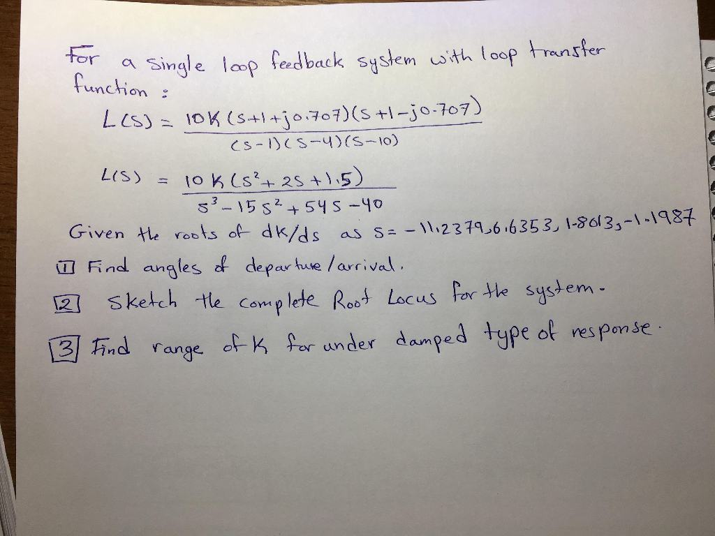 Solved R A Single Loop Feedback System With Loop Transfer 4222