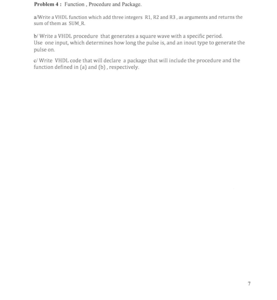 Problem 4: Function , Procedure and Package. a/Write | Chegg.com