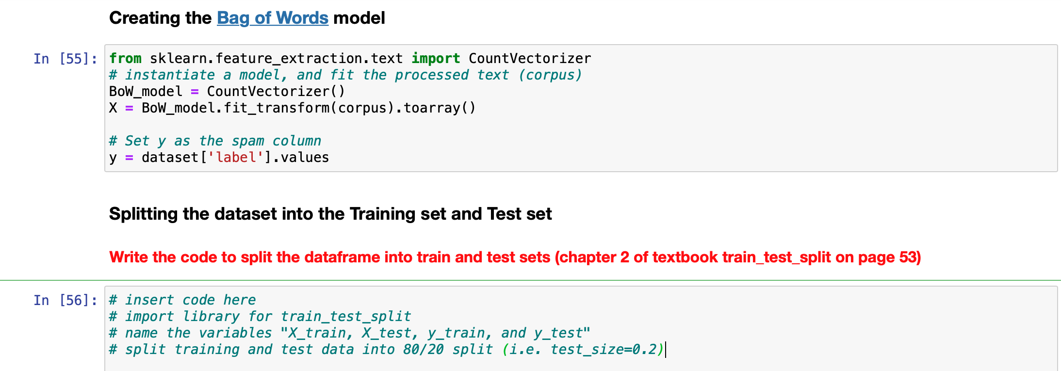 Solved Creating the Bag of Words model In [55]: from | Chegg.com