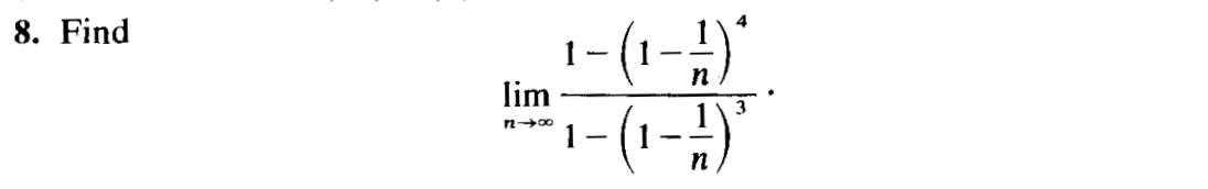 Solved 4 8. Find (1-5) n lim R>00 1-(1-5) n | Chegg.com