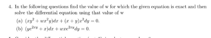 Solved 4. In the following questions find the value of w for | Chegg.com