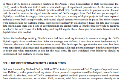 Solved For the following case of DELL : Roadmap of a Digital | Chegg.com