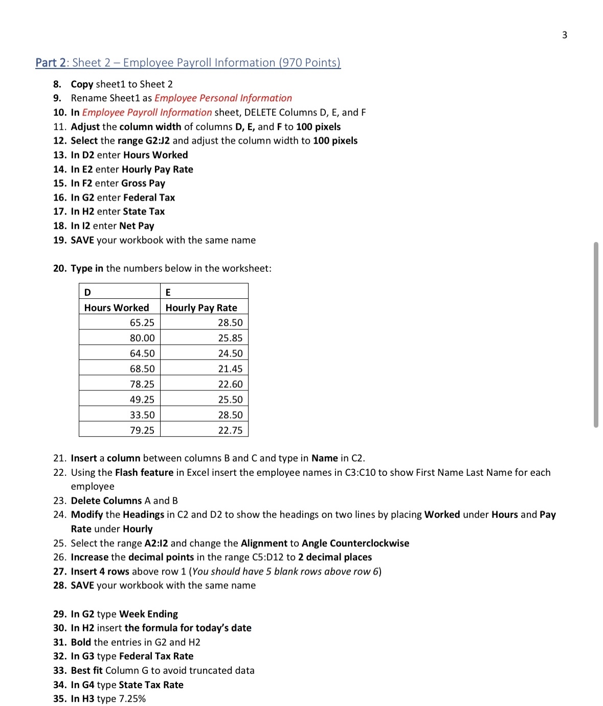 Solved Part 2: Sheet 2 - Employee Payroll Information (970 | Chegg.com