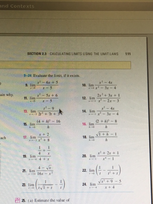 Solved and Contexts SECTION 2.3 CALCULATING LIMITS USING THE | Chegg.com