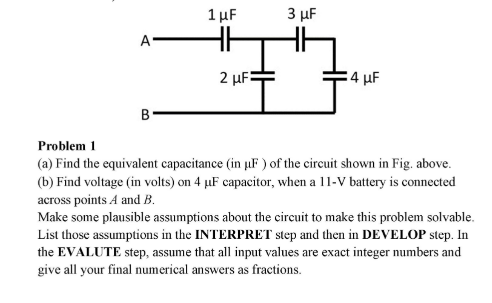 Solved 1 uF 3 uF D HE 2 UF: 4 UF B Problem 1 (a) Find the | Chegg.com
