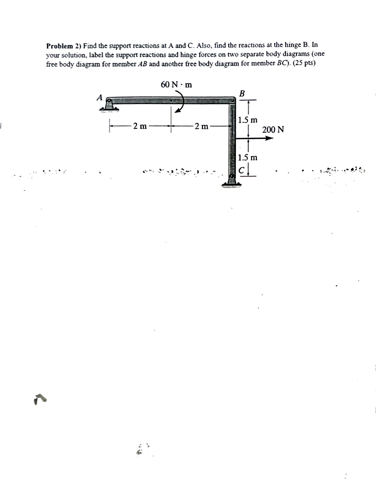 Solved Problem 2) Find the support reactions at A and C. | Chegg.com