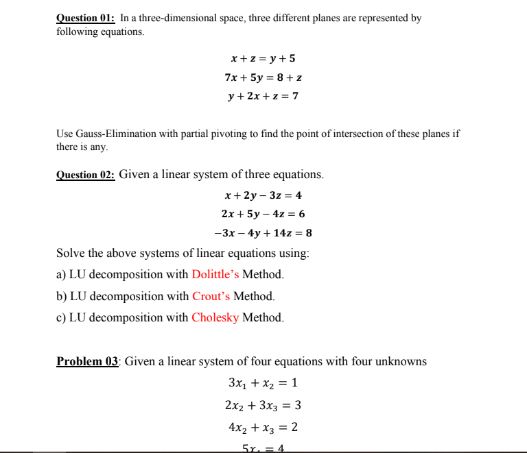 Solved Question 01: In a three-dimensional space, three | Chegg.com