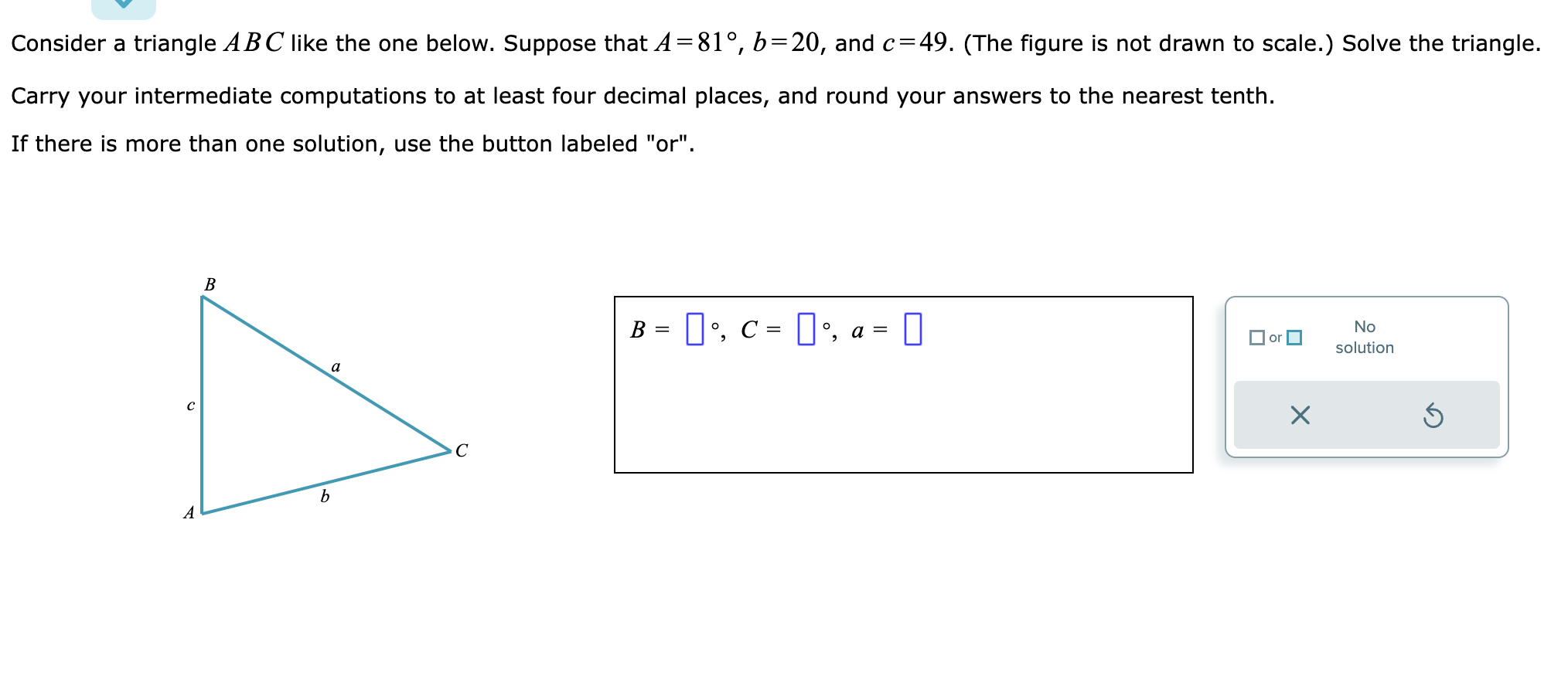 Solved Consider a triangle ABC like the one below. Suppose | Chegg.com