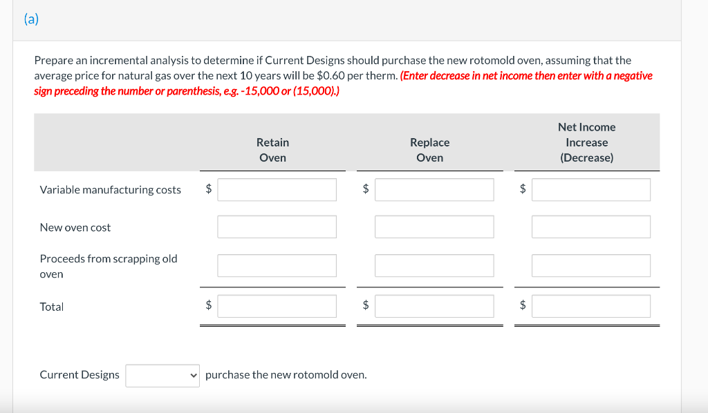 Solved (a) Prepare an incremental analysis to determine if | Chegg.com