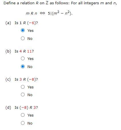 Solved Define a relation R on Z as follows: For all integers | Chegg.com