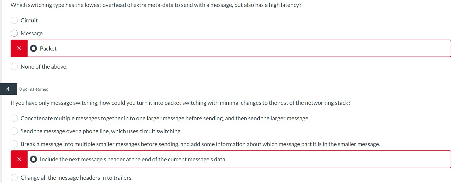 Solved Which switching type has the lowest overhead of extra | Chegg.com