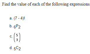 Solved Find the value of each of the following expressions | Chegg.com