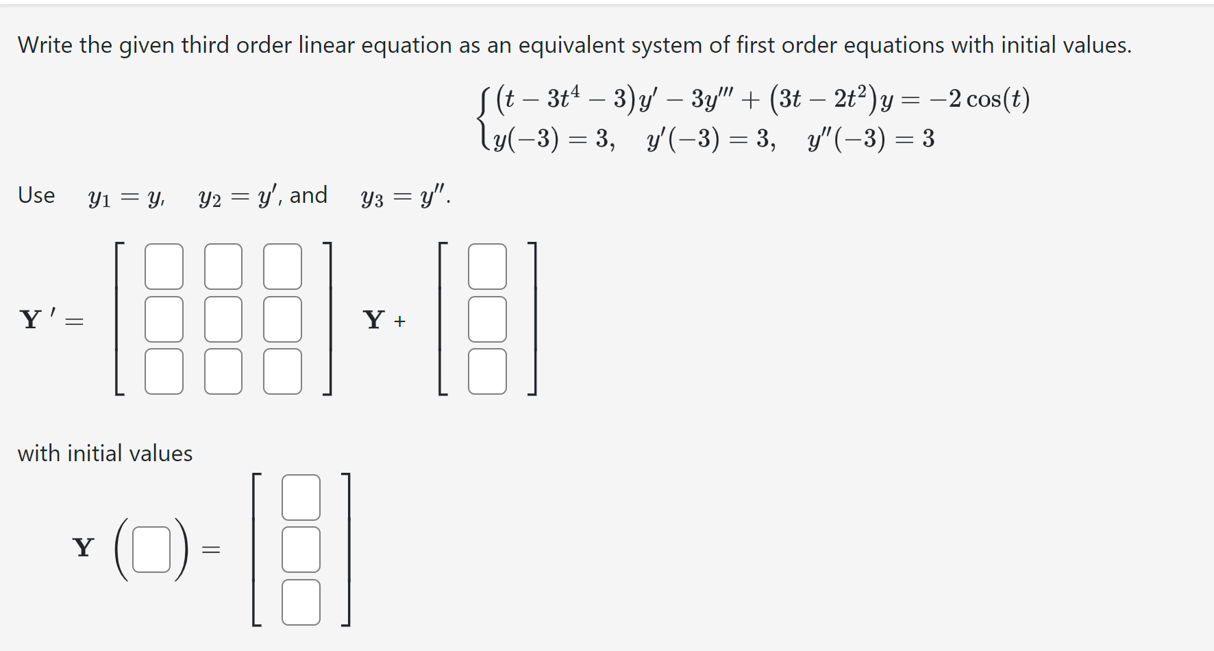 Solved Write the given third order linear equation as an | Chegg.com