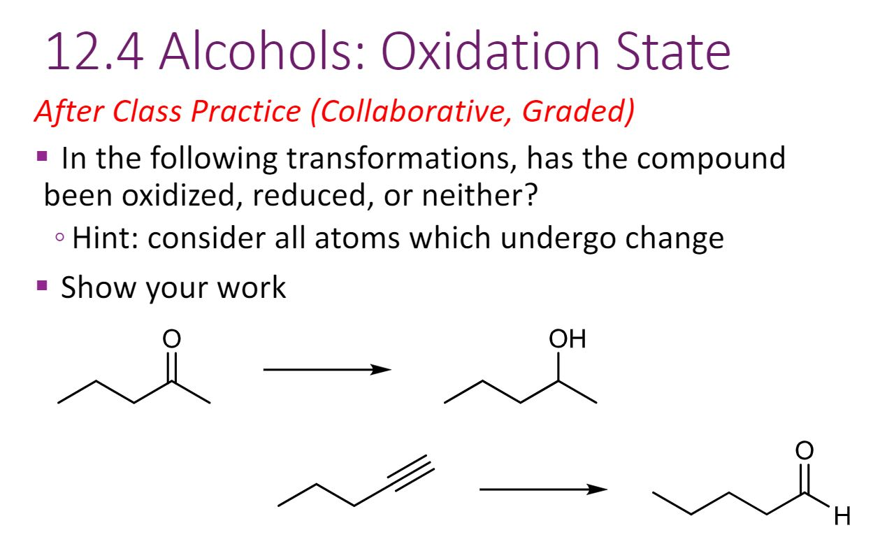 Solved 12.4 Alcohols: Oxidation State After Class Practice | Chegg.com