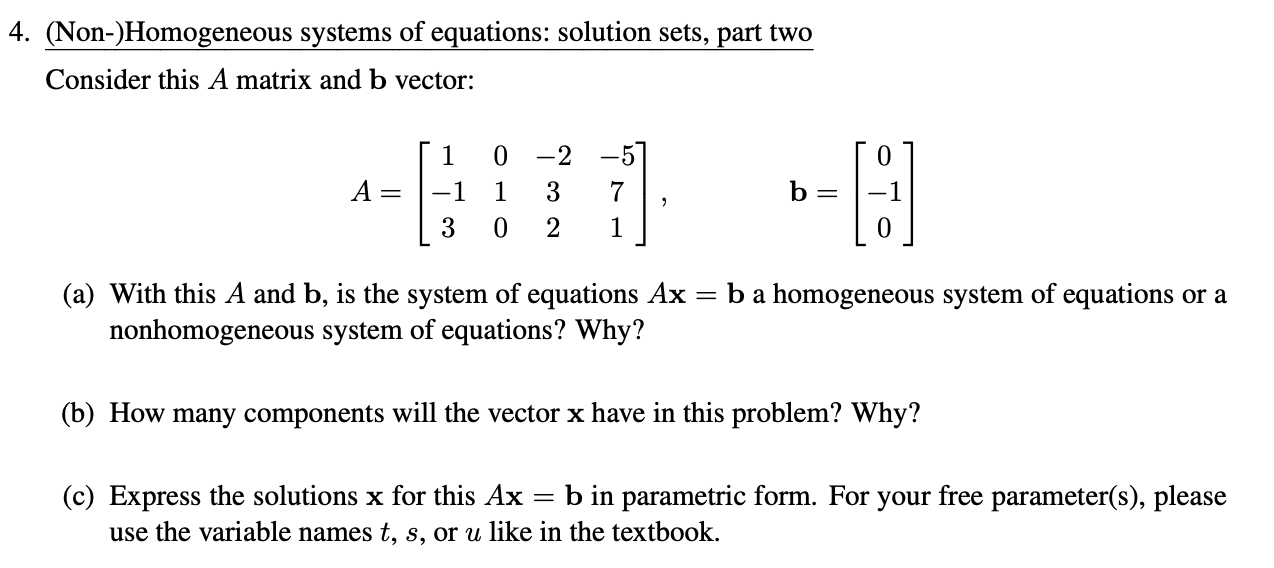 Solved 4 Non Homogeneous Systems Of Equations Solution