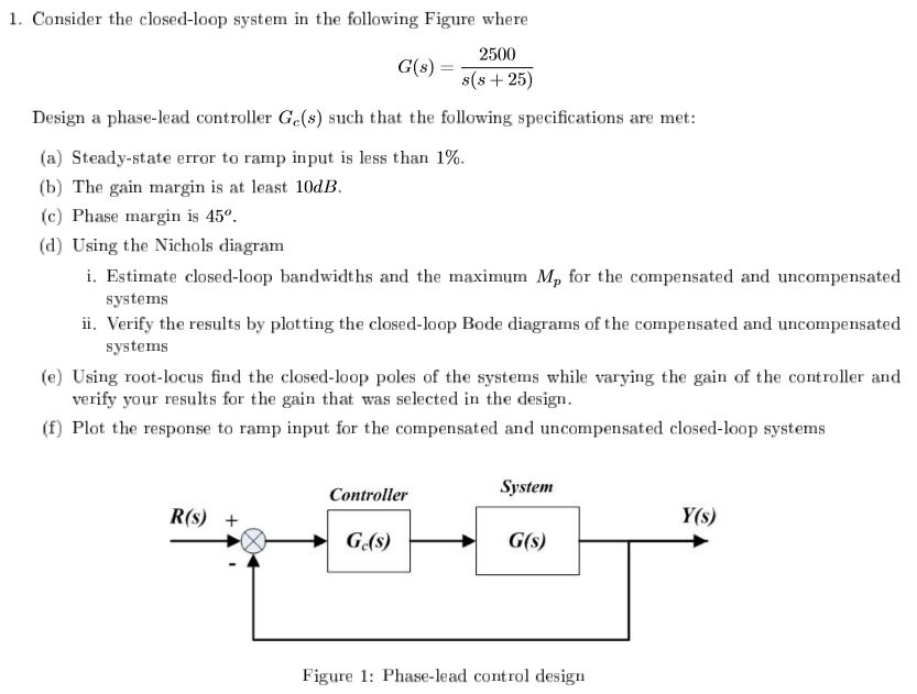 1. Consider the closed-loop system in the following | Chegg.com
