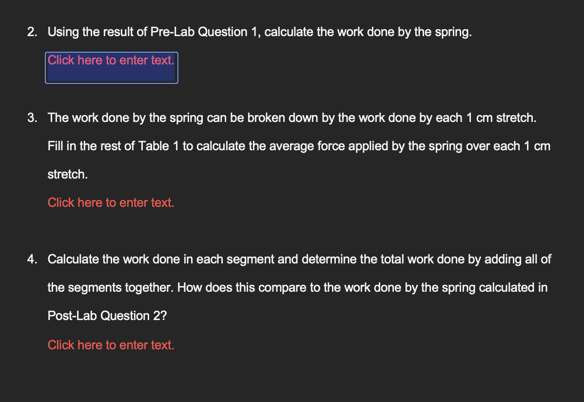 Solved Table 1. Spring Scale Force Data2. Using the result | Chegg.com