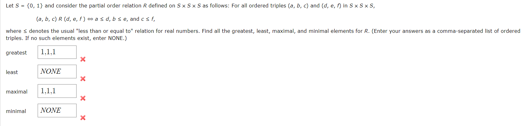 Solved Let S={0,1} and consider the partial order relation R | Chegg.com