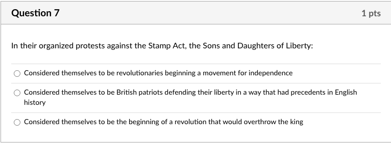Solved In their organized protests against the Stamp Act, | Chegg.com