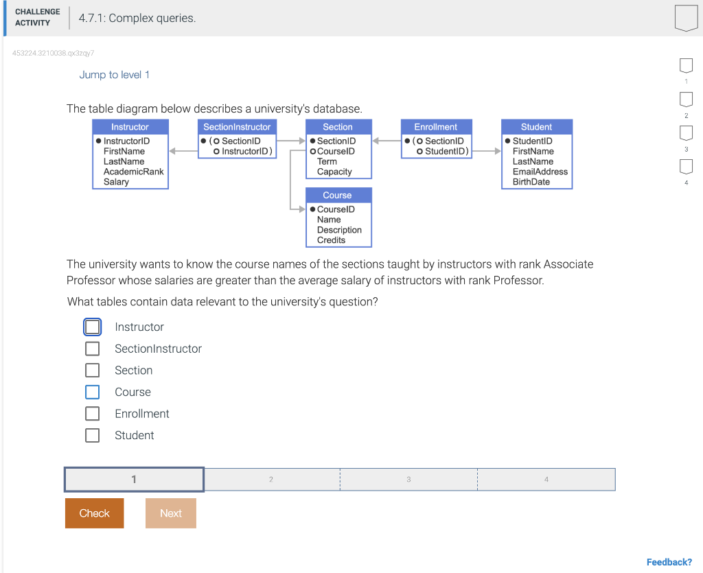 Solved The university wants to know the course names of the | Chegg.com