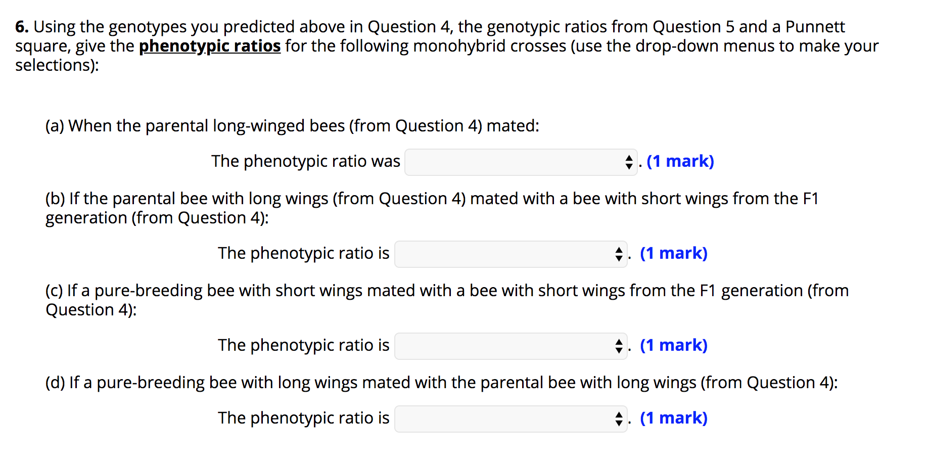 Solved QUESTION 4 Part I: Monohybrid Cross - Question 4 | Chegg.com