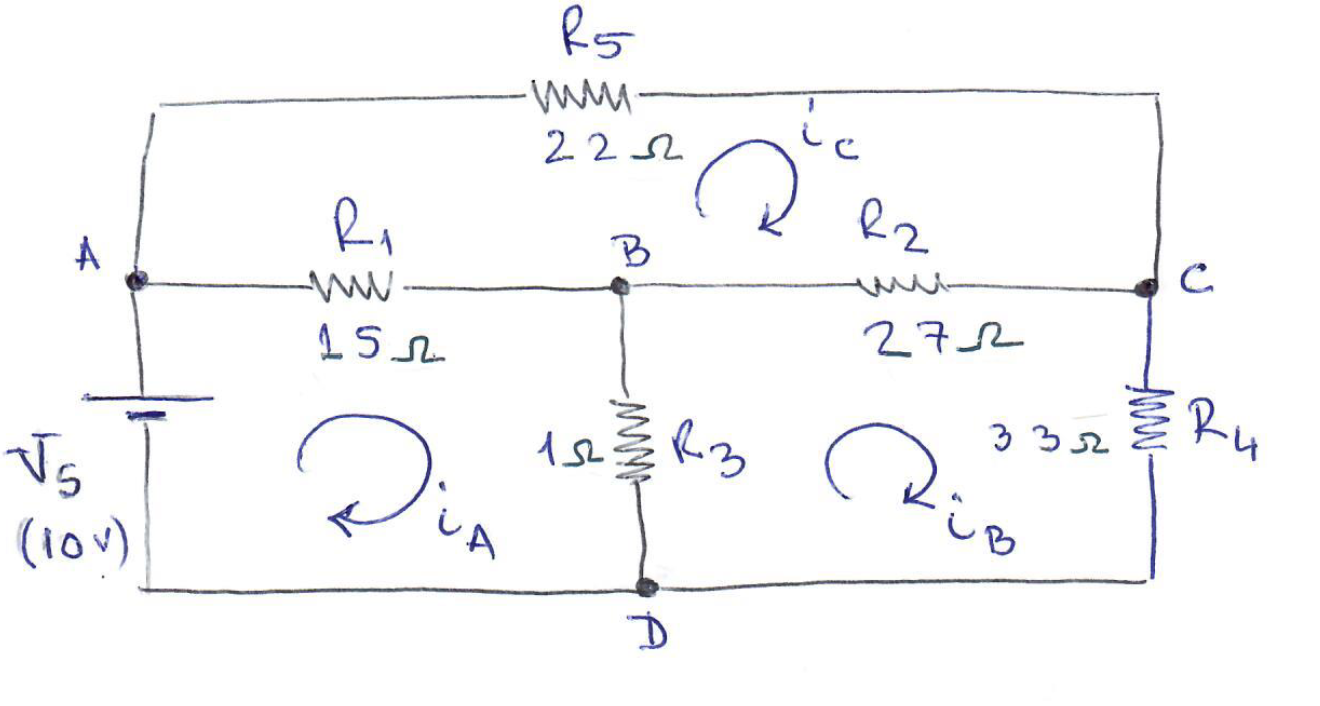 Solved Use mesh-analysis to find ia, ib, and ic. R3 = 10 | Chegg.com
