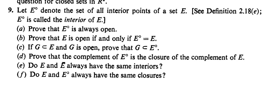 Solved Let E°denote the set of ﻿all interior points of ﻿a | Chegg.com