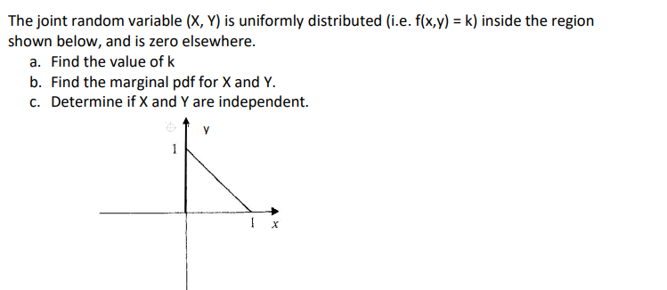 Solved The joint random variable (X, Y) is uniformly | Chegg.com