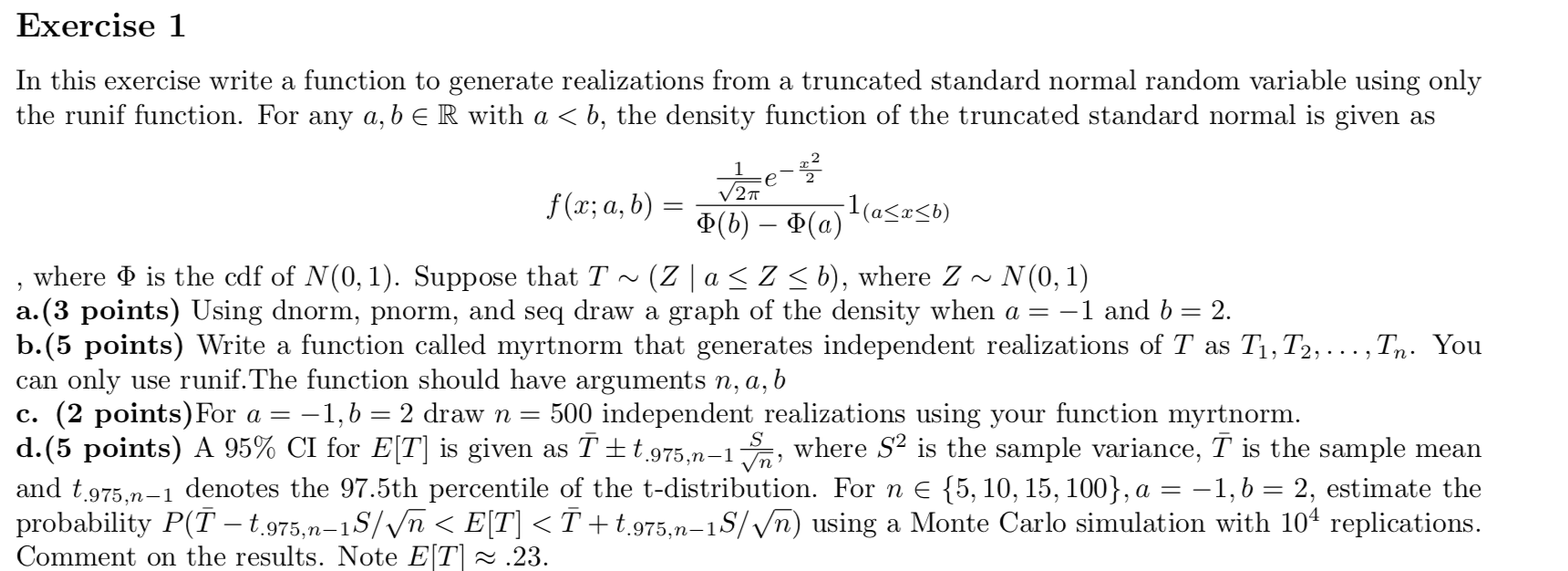 Solved Exercise 1 In this exercise write a function to | Chegg.com