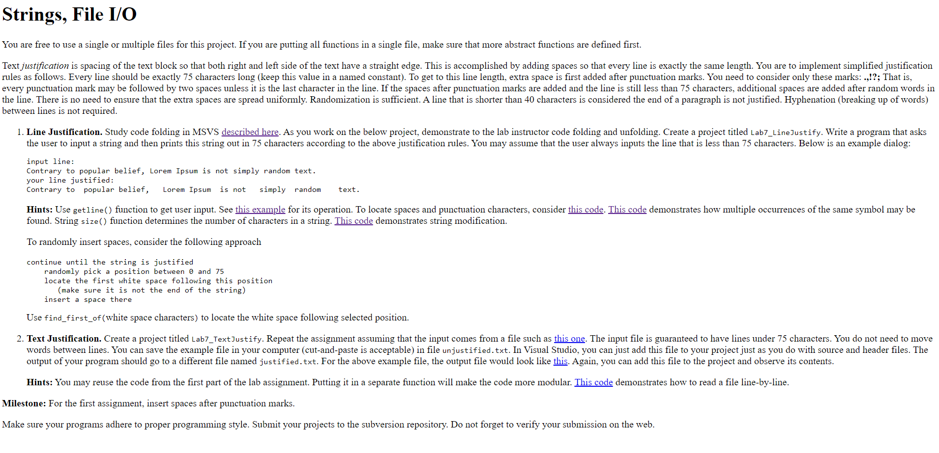 Strings, File I/O You are free to use a single or | Chegg.com