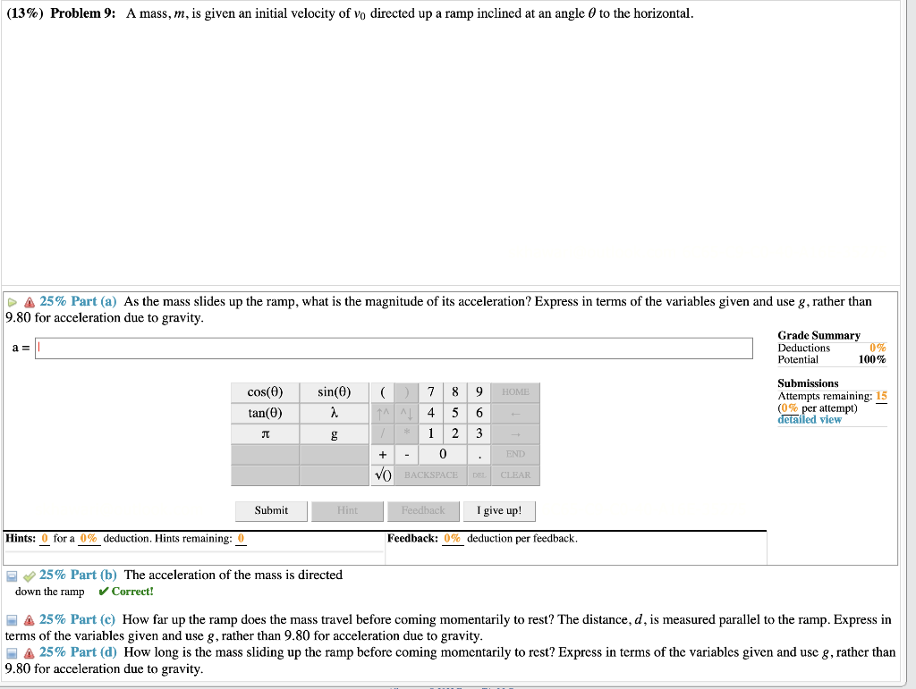 Solved (13\%) Problem 9: A mass, m, is given an initial | Chegg.com