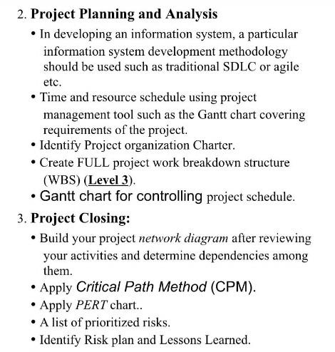 Solved 2. Project Planning and Analysis - In developing an | Chegg.com