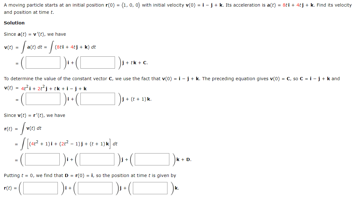 Solved A moving particle starts at an initial position r(0) | Chegg.com