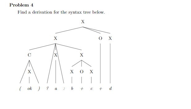 Problem 4 Find a derivation for the syntax tree | Chegg.com