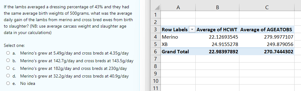 Solved B с If the lambs averaged a dressing percentage of | Chegg.com
