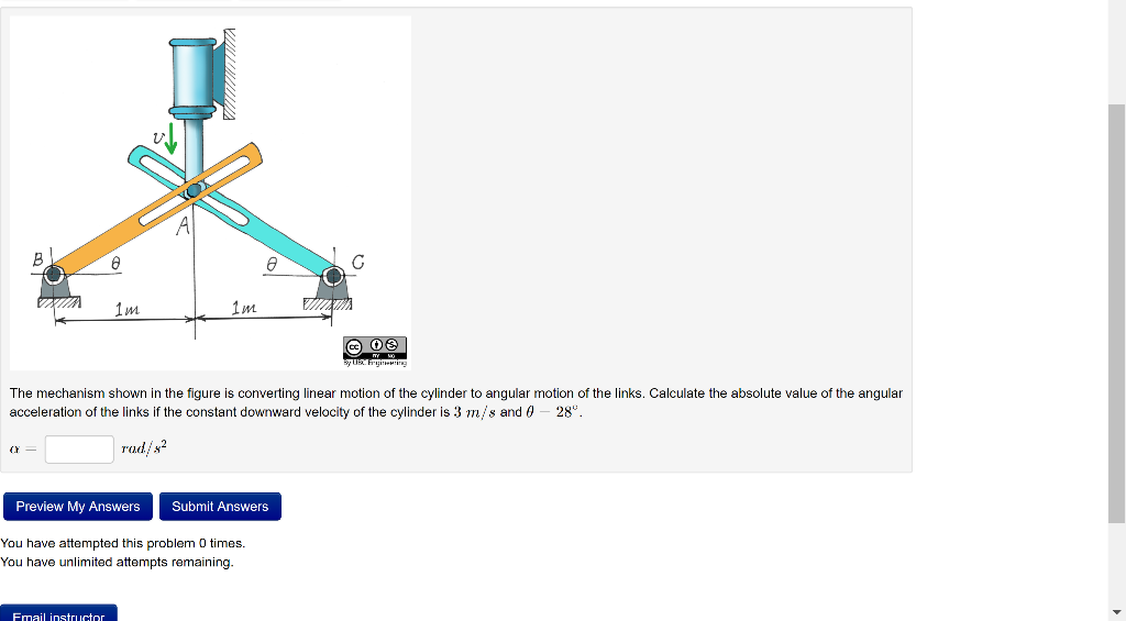 Solved 1m 1m Fyпнитт The mechanism shown in the figure is | Chegg.com