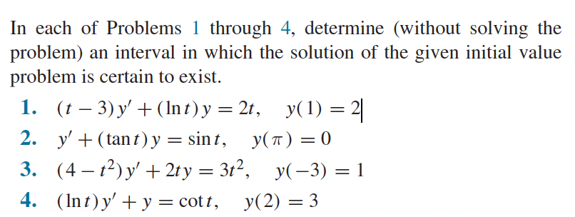 Solved = In each of Problems 1 through 4, determine (without | Chegg.com