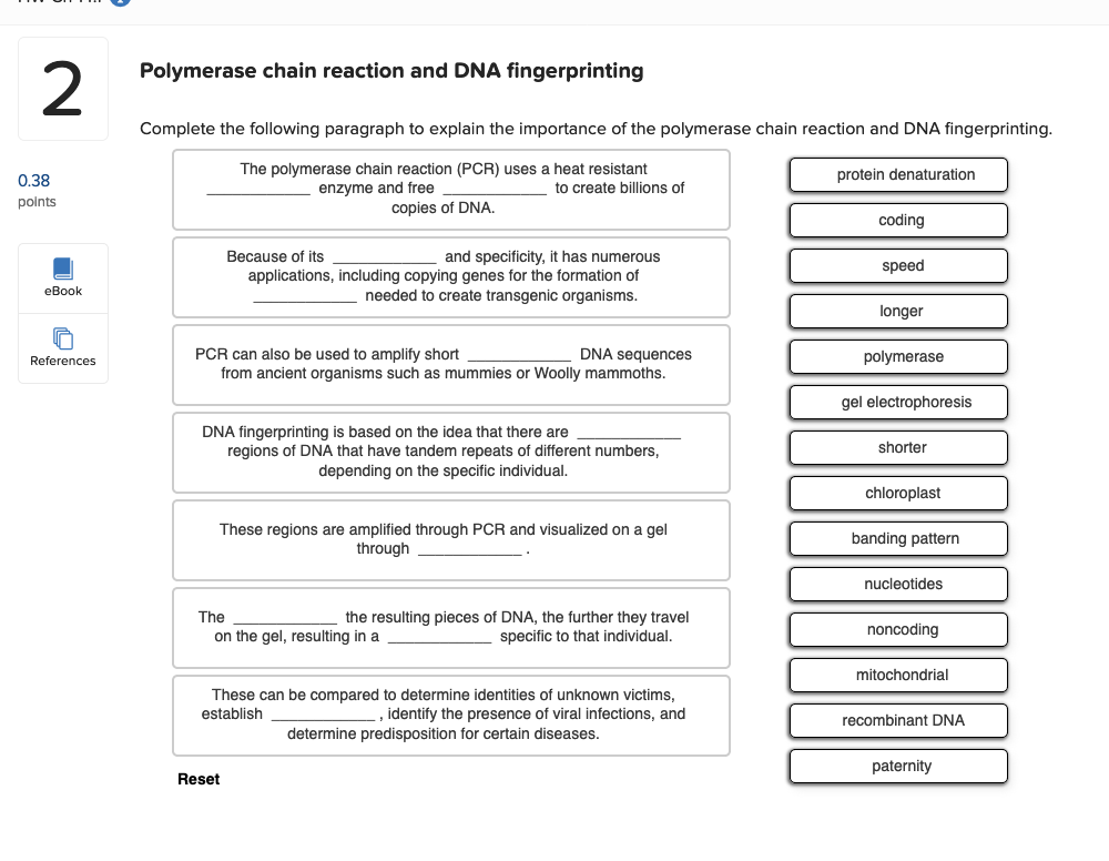 Solved Polymerase chain reaction and DNA fingerprinting | Chegg.com